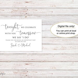 Tonight We Celebrate With You Tomorrow We Say I DO Welcome Sign, Modern ...