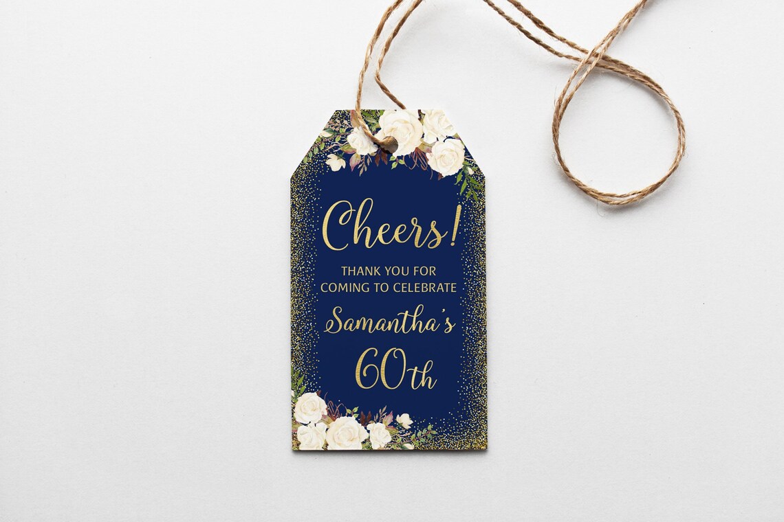 Navy and Gold Thank You Tags Blue and Gold Favor Tags - Etsy