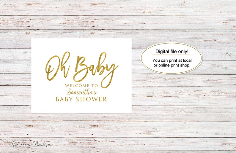 Oh Baby Welcome Sign Gold Baby Shower Welcome Sign Gold Baby | Etsy