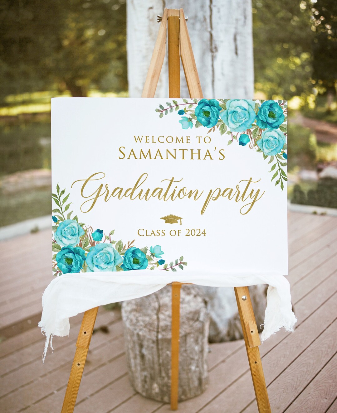 Teal Graduation Party Welcome Sign, Teal Welcome Sign, Turquoise ...