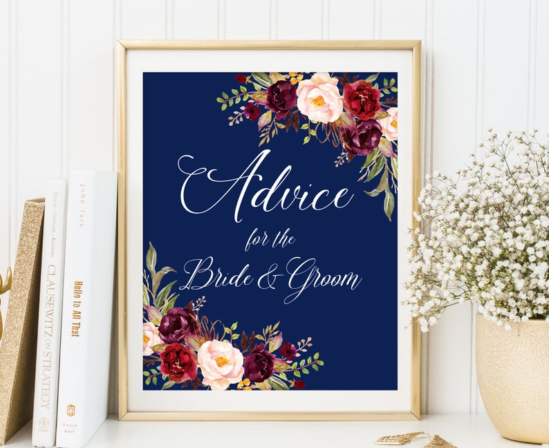 Advice for the Bride and Groom Advice Wedding Sign Navy - Etsy