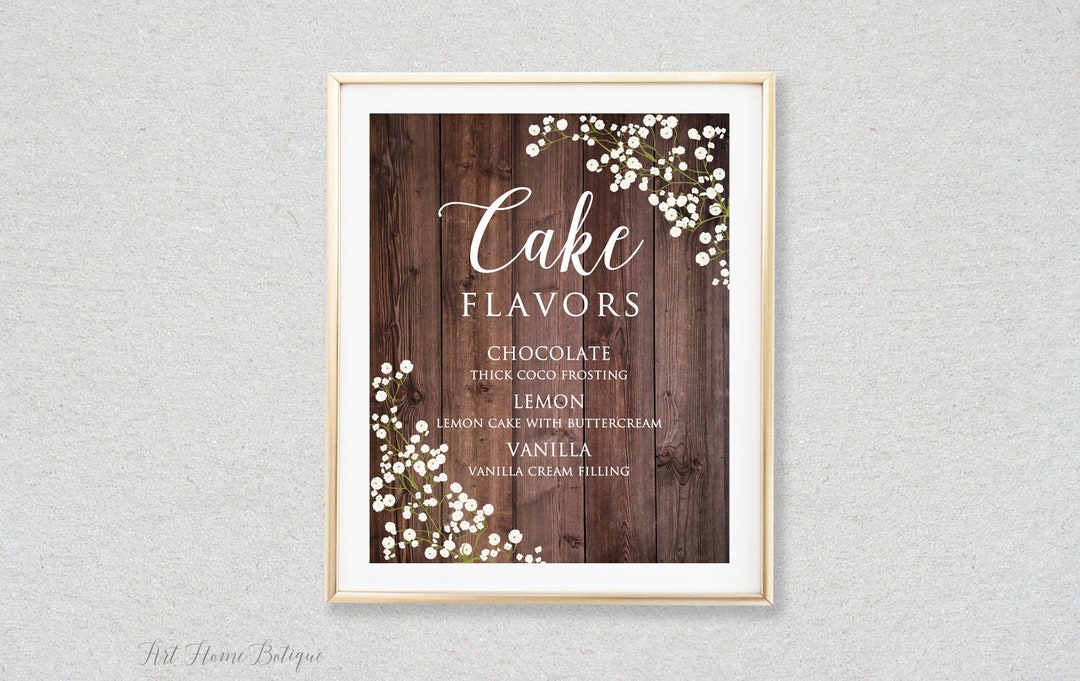 Baby’s Breath Cake Flavors Sign, Dessert Sign, Gypsophila Wedding ...