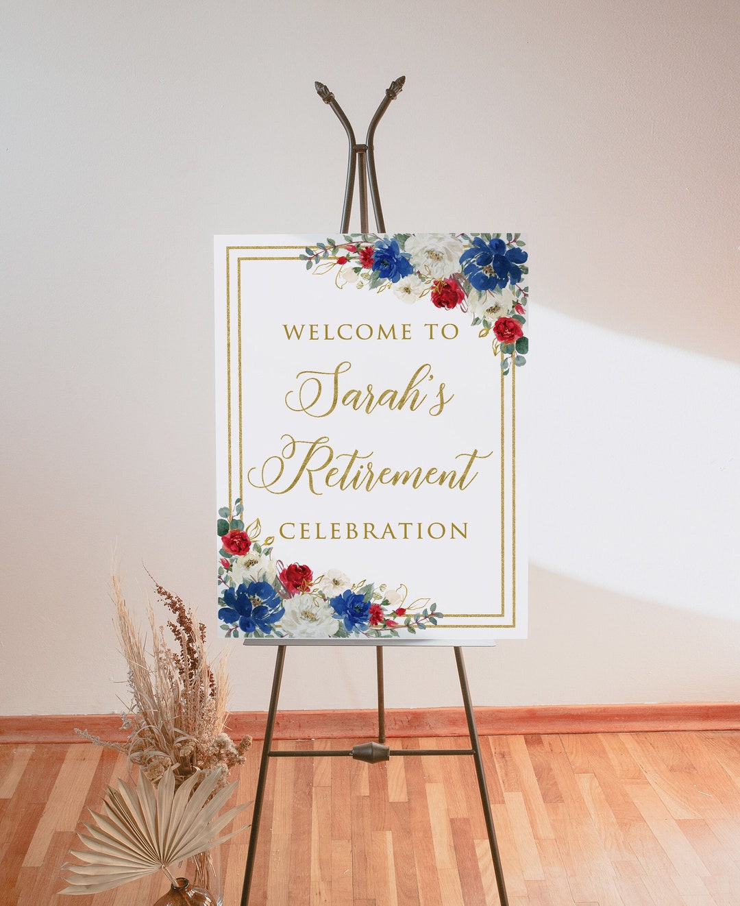 Red Blue White Retirement Party Sign, Blue Red Retirement Celebration ...