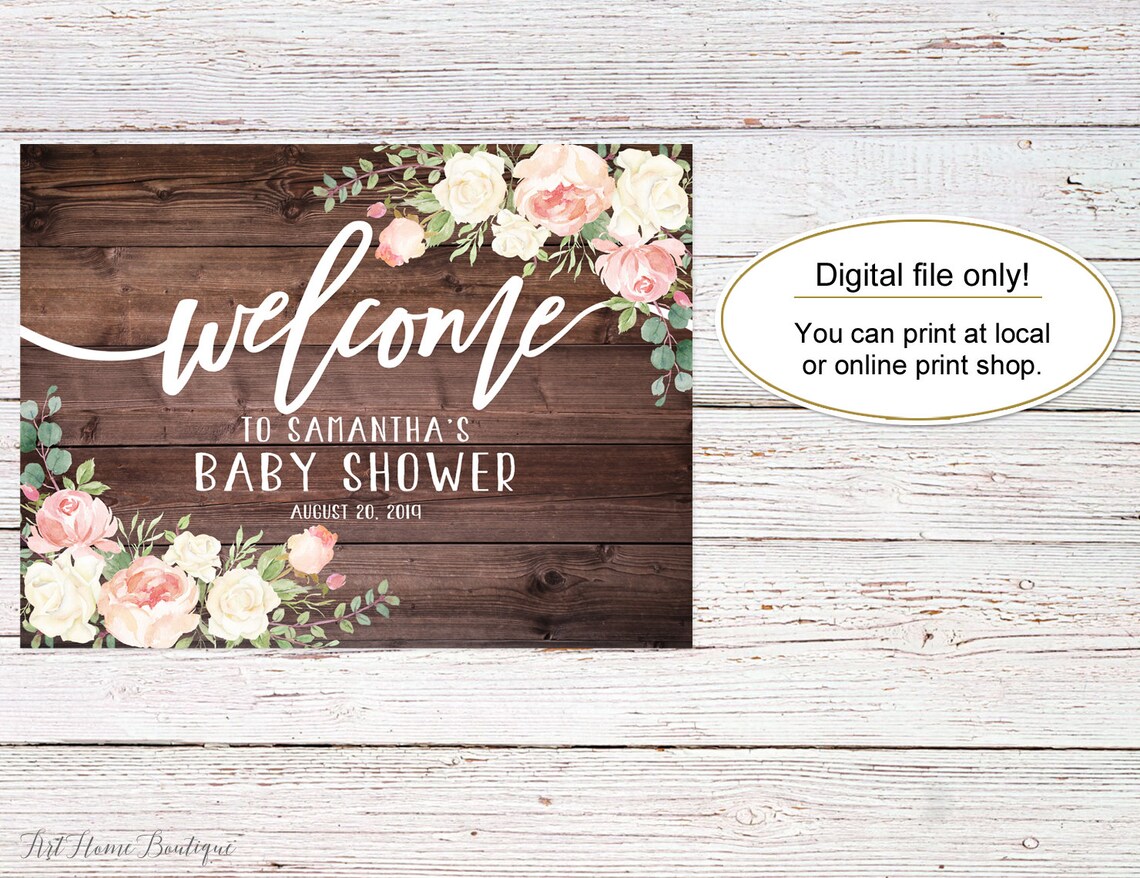 Rustic Baby Shower Welcome Sign, Welcome to Baby Shower Sign, Large ...