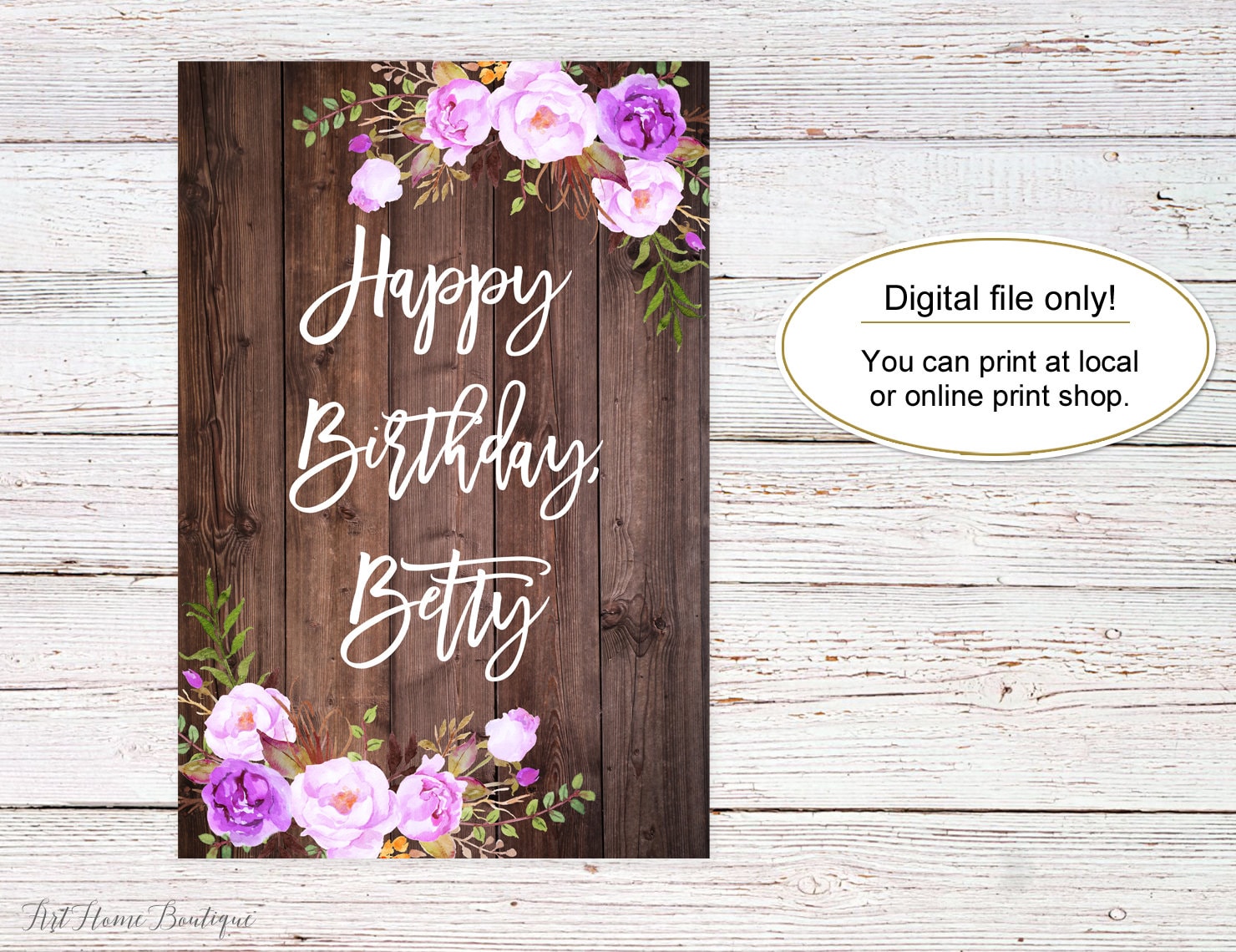 Happy Birthday Sign Rustic Purple Birthday Welcome Sign - Etsy