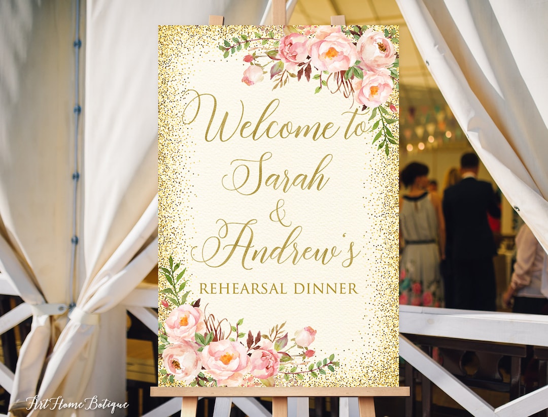 Rehearsal Dinner Welcome Sign, Floral Ivory Rehearsal Dinner Welcome ...