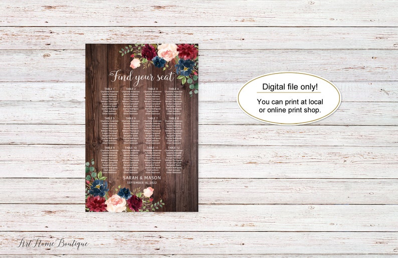 Rustic Wedding Seating Chart Wedding Seating Plan Find Your - Etsy