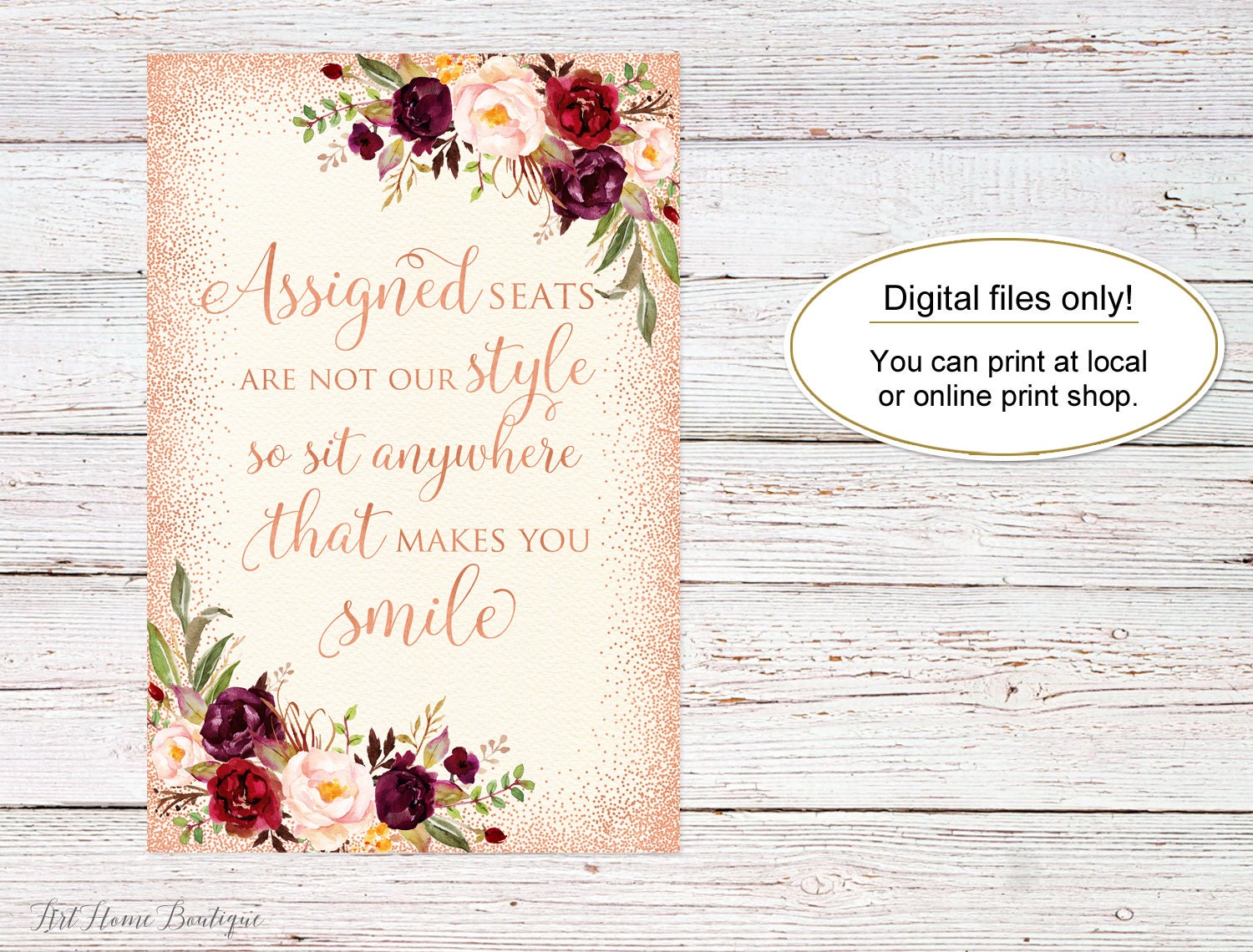 Assigned Seats Sign Assigned Seats Are Not Our Style so Sit | Etsy