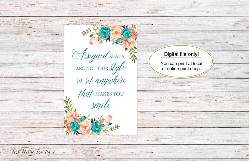 Assigned Seats Sign Assigned Seats Are Not Our Style so Sit - Etsy
