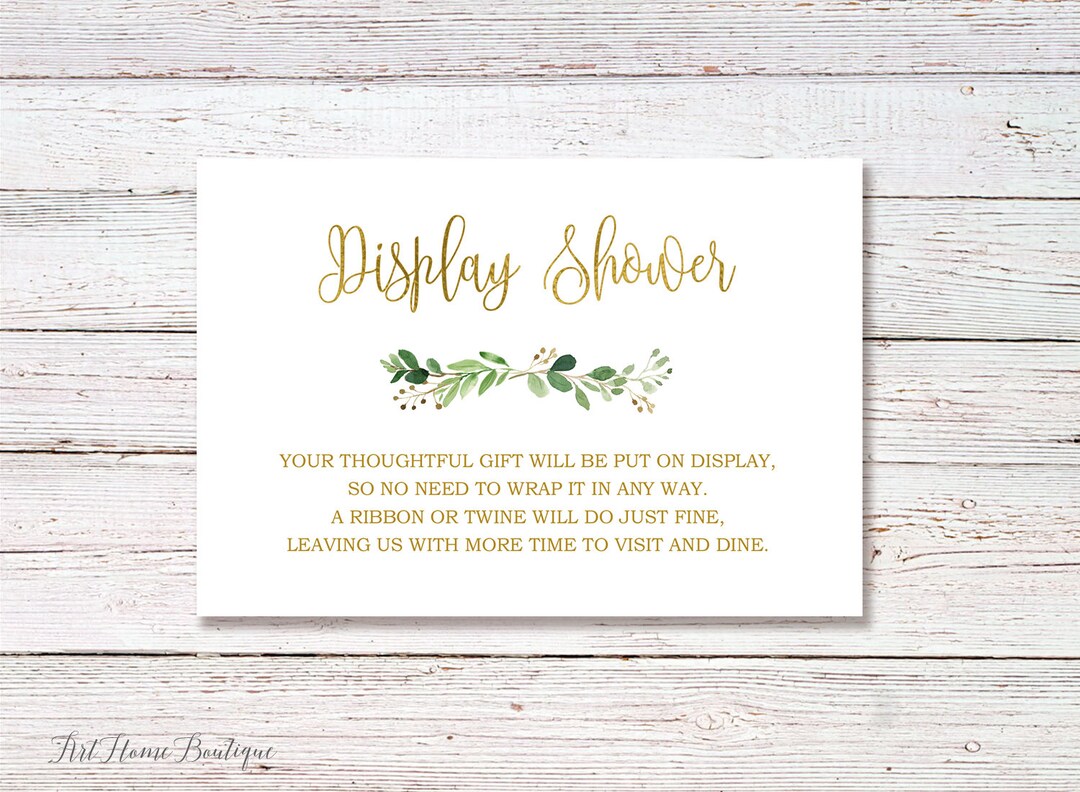 Display Shower Card, Greenery Display Shower Insert, Garden Baby Shower ...