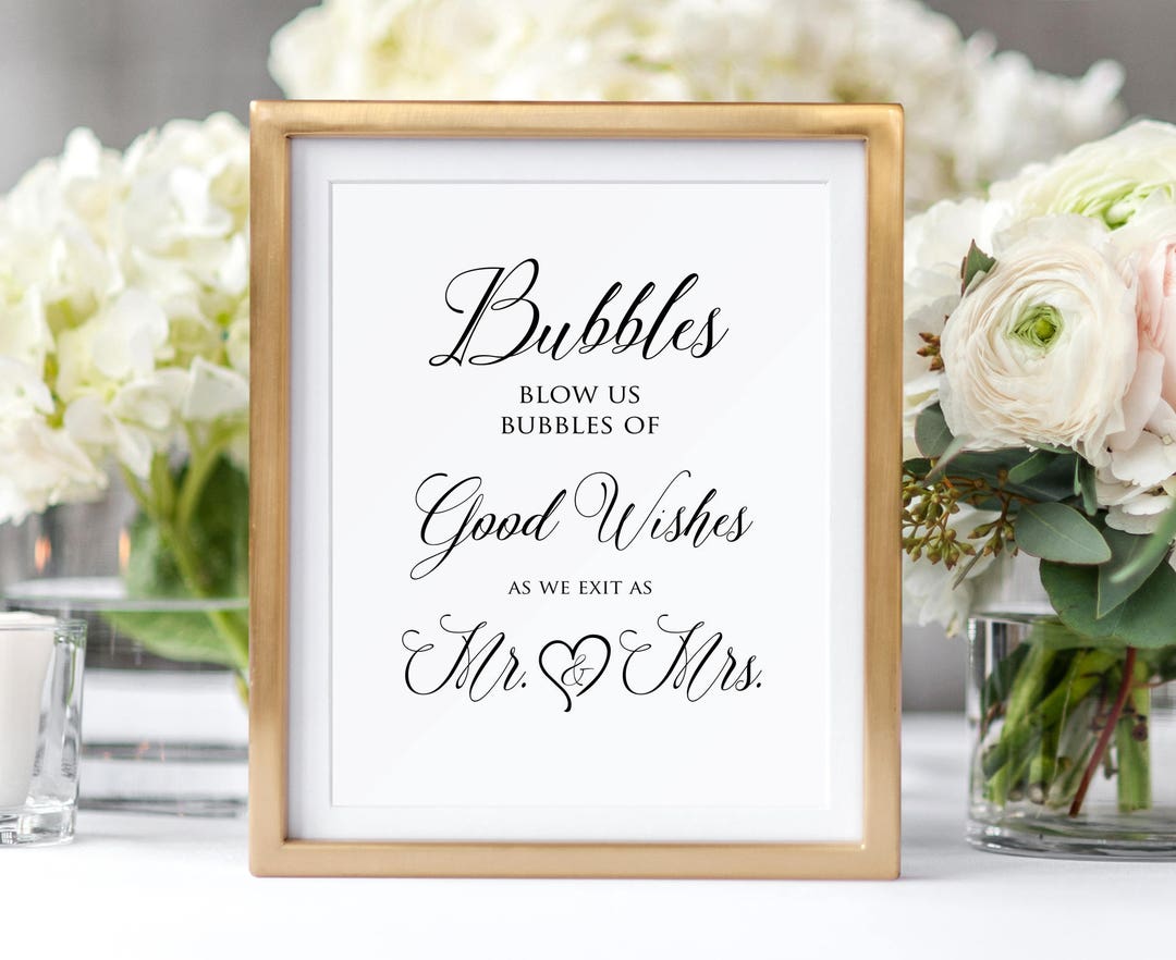 Bubbles Wedding Sign, Blow Us Bubbles of Good Wishes, Wedding Bubbles ...
