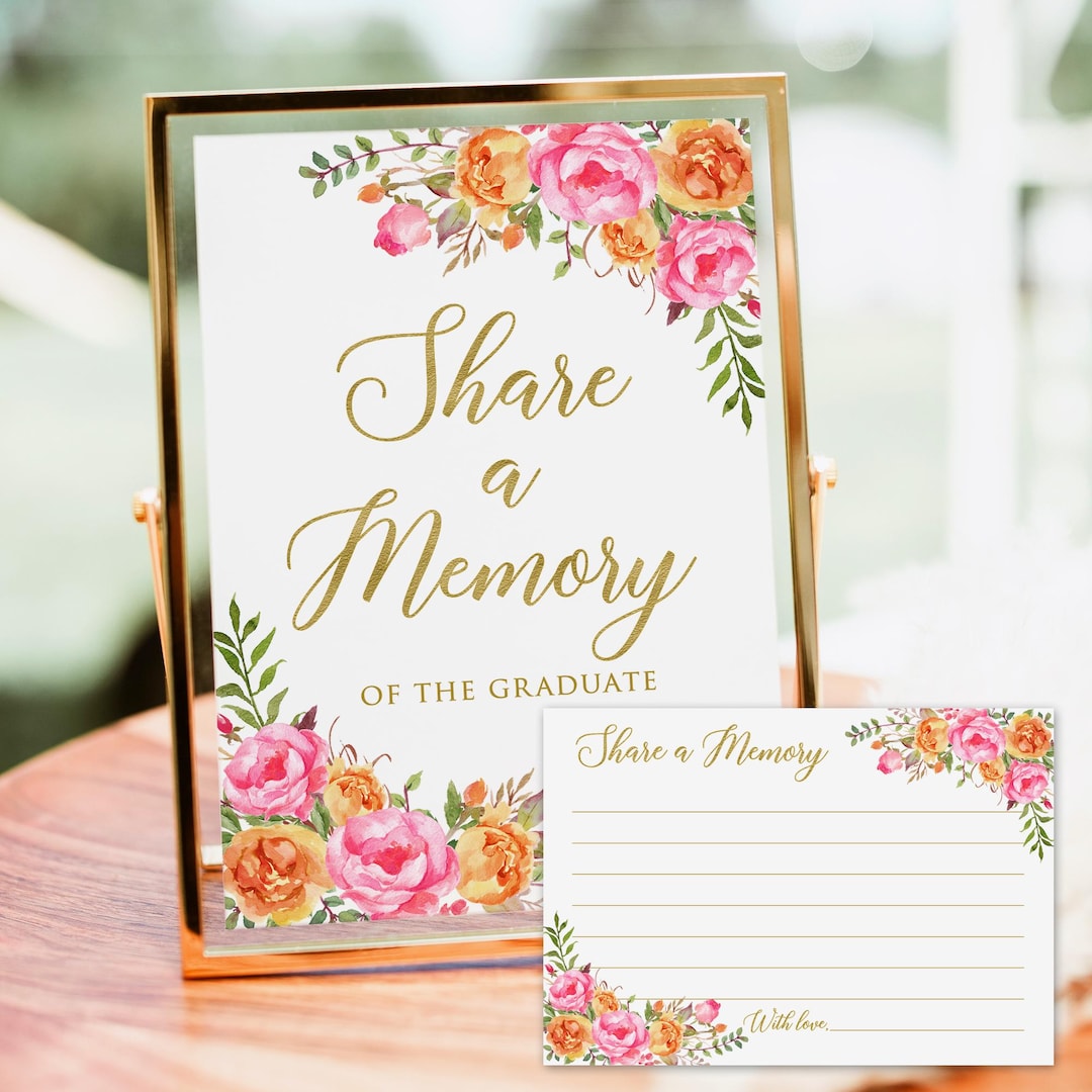 Hot Pink and Orange Graduation Share a Memory Sign Cards, Grad Party ...