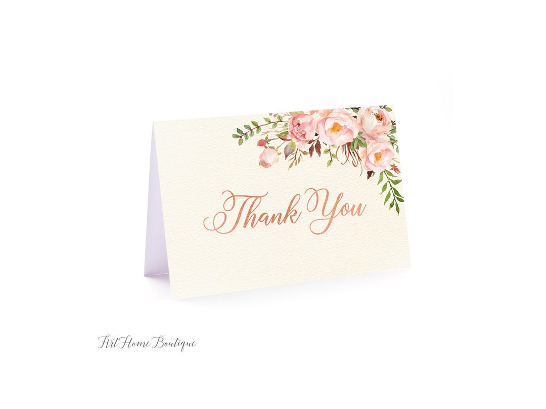 Thank You Cards, Floral Folded Thanks Card, Thank You Notes, Ivory ...