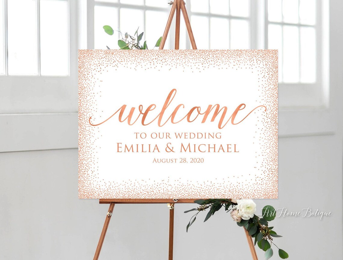 Rose Gold Wedding Welcome Sign Welcome To Our Wedding Sign | Etsy