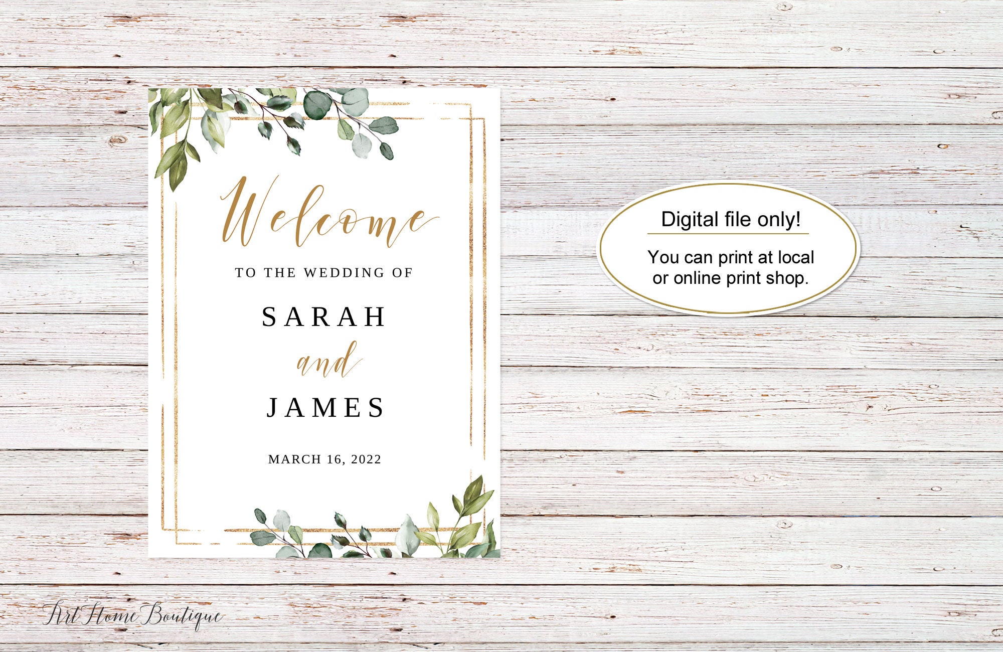 Botanical Wedding Welcome Sign Greenery Wedding Welcome Sign | Etsy