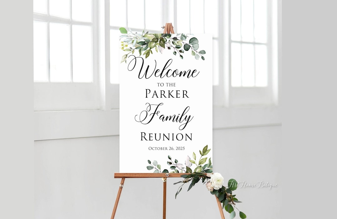 Family Reunion Welcome Sign, Greenery Welcome Sign, Reunion Poster ...
