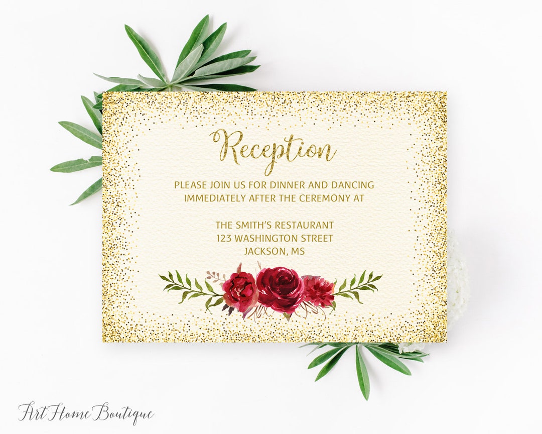Reception Card, Ivory Floral Birthday Reception Card, Wedding Reception ...