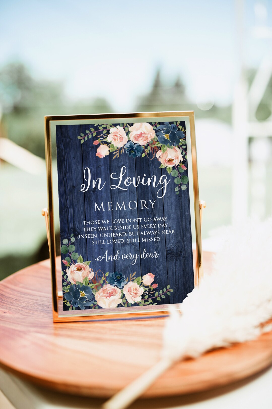 Rustic Navy in Loving Memory Wedding Sign, Memorial Table Sign, Rustic ...