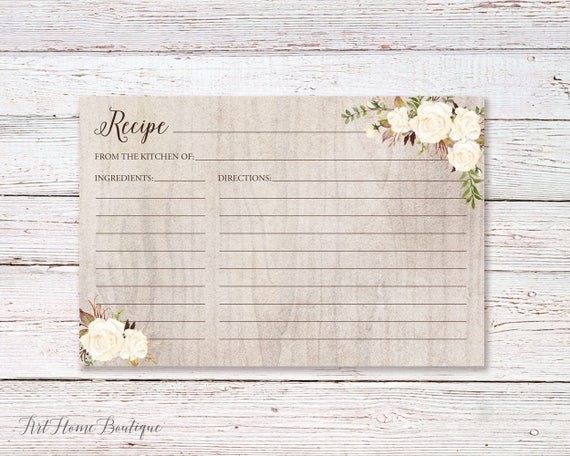 Rustic 4x6 Recipe Cards