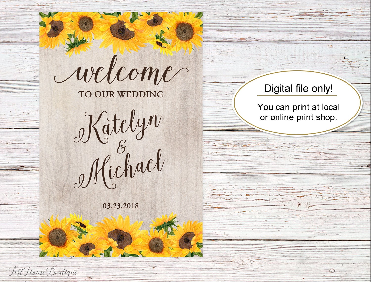 Sunflowers Welcome Wedding Sign Rustic Welcome Wedding Sign | Etsy