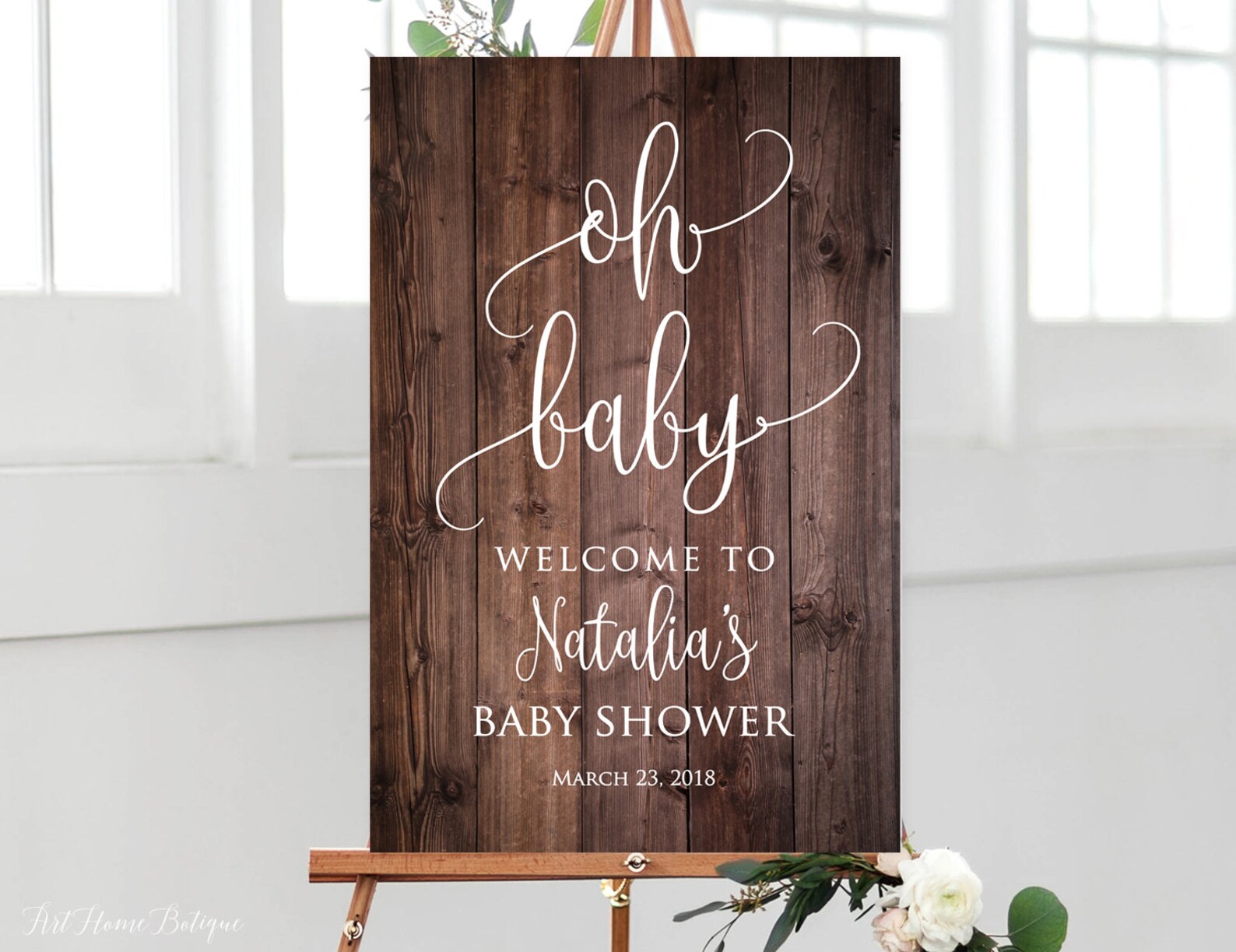 Oh Baby Welcome Sign Rustic Baby Shower Welcome Sign | Etsy
