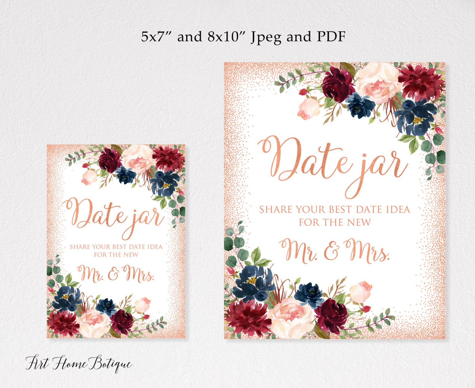 Date Jar Sign Date Night Wedding Sign Floral Wedding Sign | Etsy