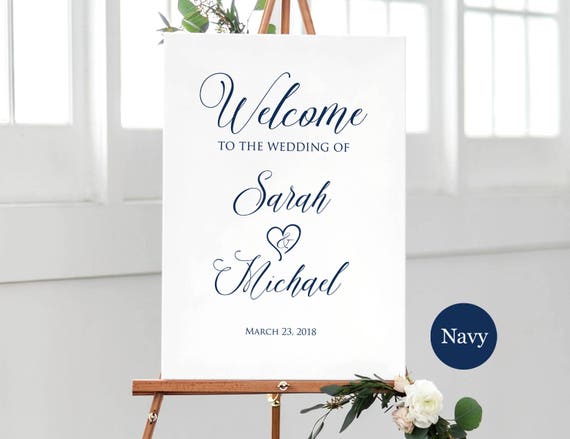 Navy Welcome Wedding Sign Large Welcome Sign Welcome to Our | Etsy