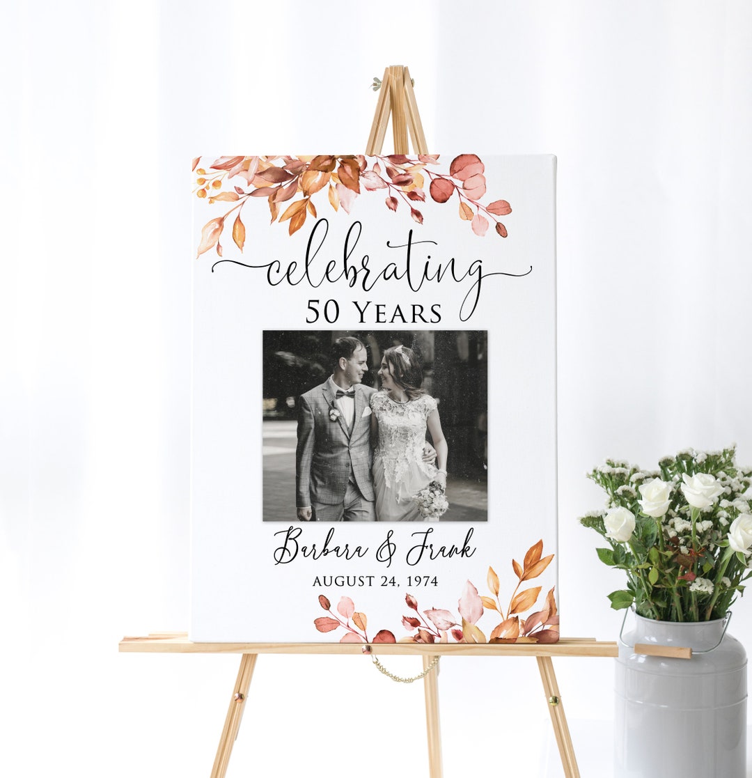 Fall Anniversary Sign, Photo Anniversary Welcome Sign, 50th Anniversary ...