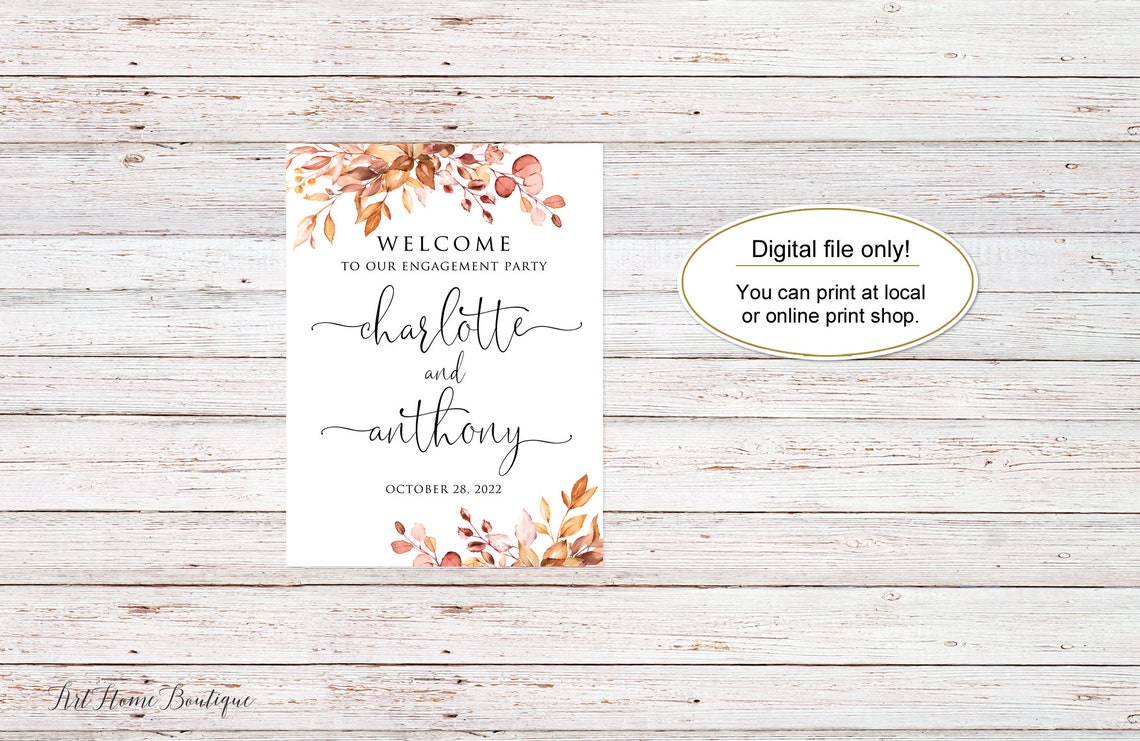 Fall Engagement Party Sign Autumn Engagement Welcome Sign - Etsy