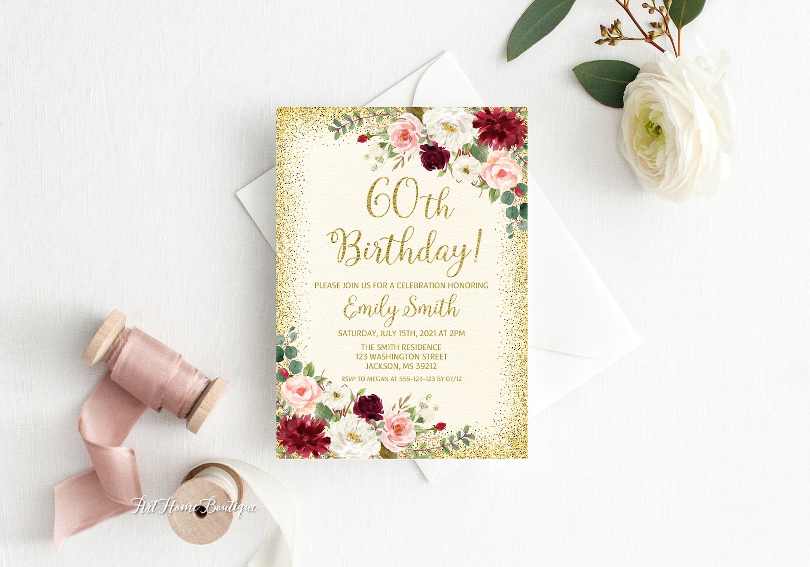Ivory Birthday Invitation Any Age Women Birthday Invitation - Etsy