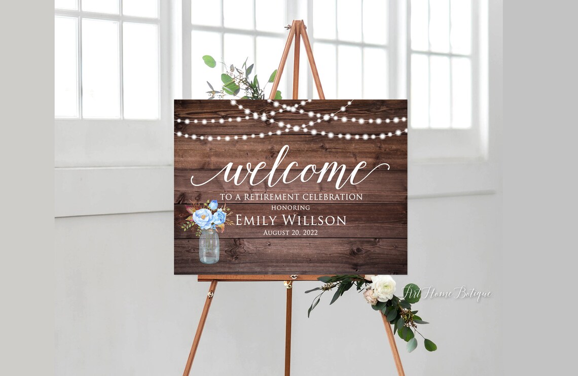 Rustic Retirement Party Welcome Sign Retirement Celebration - Etsy