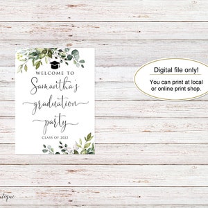 Greenery Graduation Party Welcome Sign, Graduation Welcome Sign, Grad ...