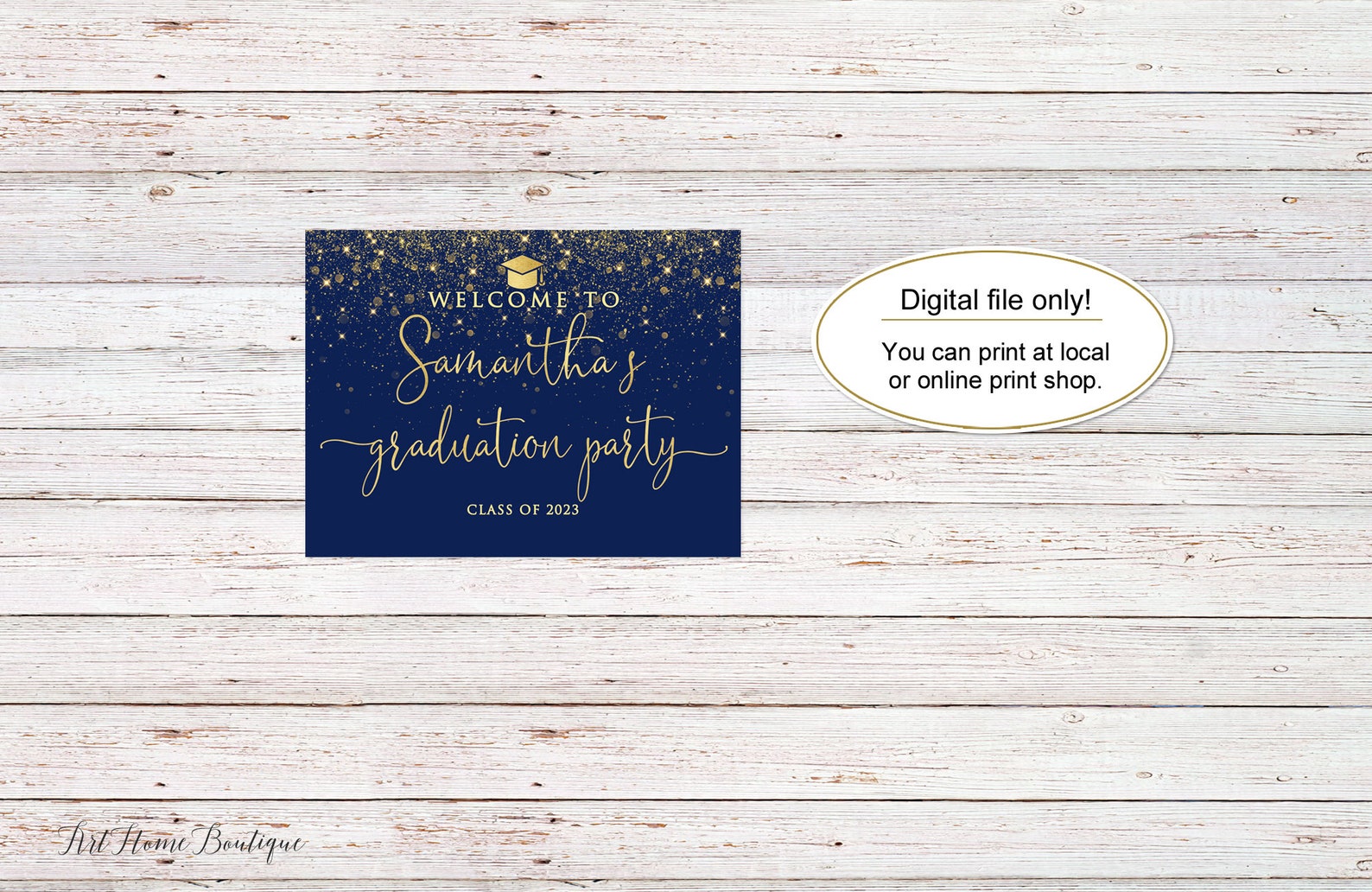 Navy Gold Graduation Party Welcome Sign Gold Confetti - Etsy