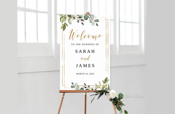 Botanical Wedding Welcome Sign Greenery Wedding Welcome Sign - Etsy