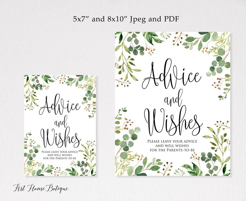 Greenery Advice and Wishes Sign Garden Advice Printable Sign - Etsy
