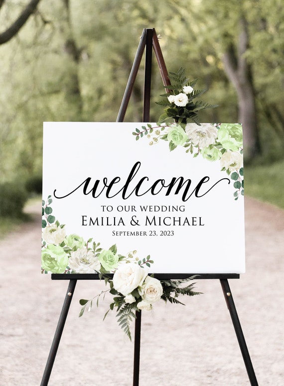 Sage Green Welcome Sign Custom Welcome Sign Sage wedding welcome sign ...