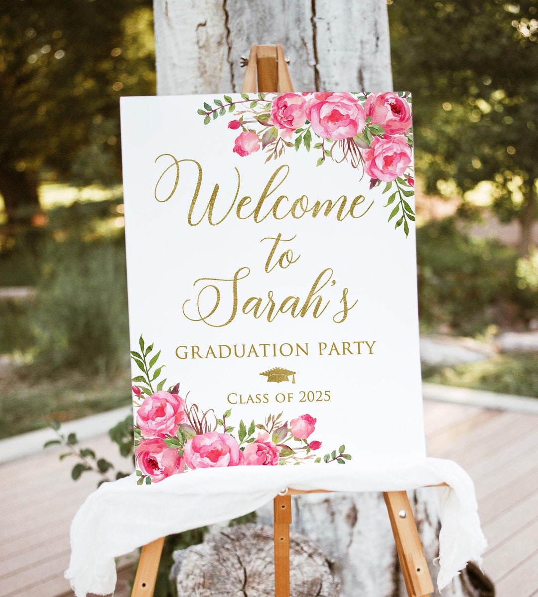 Hot Pink Graduation Party Welcome Sign, Fuchsia Pink Graduation Sign ...