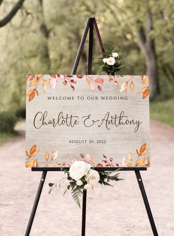 Fall Wedding Welcome Sign Autumn Wedding Welcome Sign Rustic | Etsy