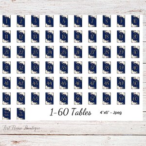 Table Numbers, Navy Wedding Table Numbers, Floral Table Numbers ...