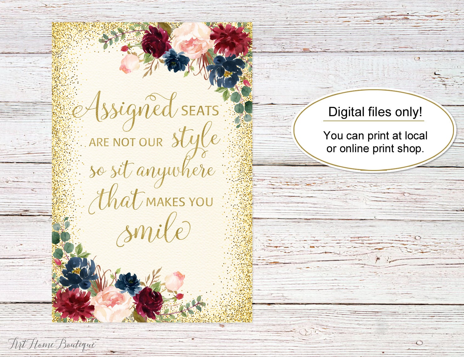 Assigned Seats Sign Assigned Seats Are Not Our Style so Sit | Etsy