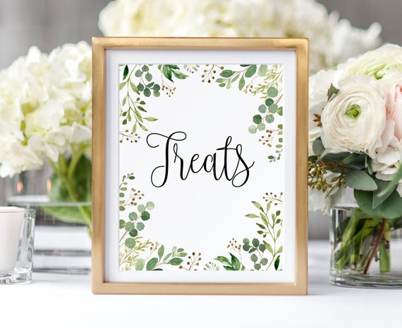 Treats Sign Garden Dessert Table Sign Favors Sign Greenery | Etsy