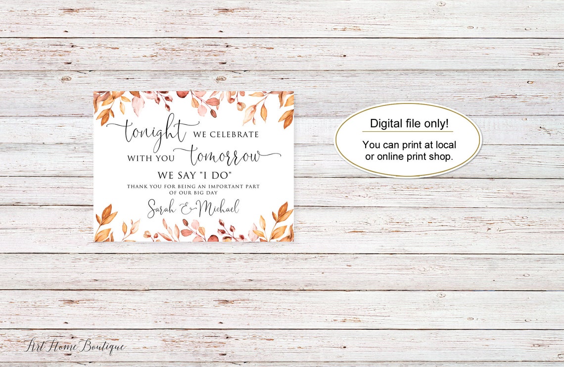 Tonight We Celebrate With You Tomorrow We Say I DO Welcome - Etsy