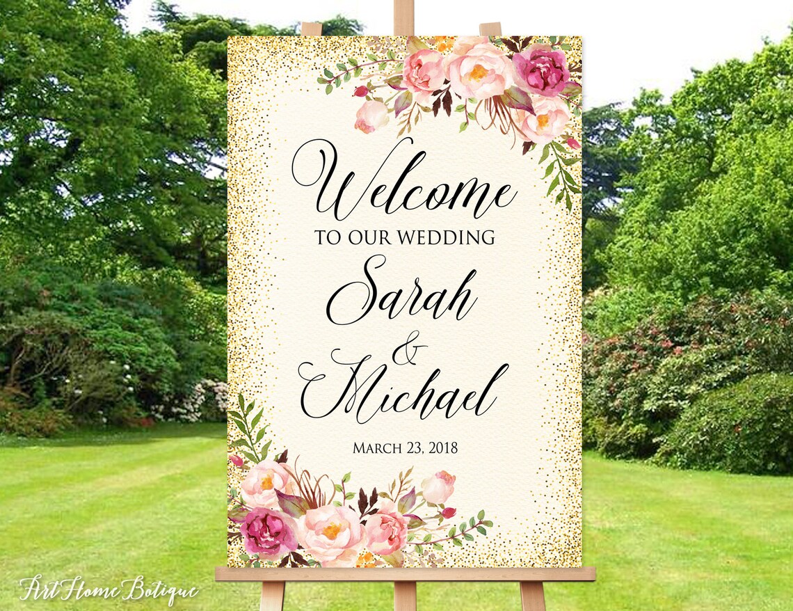 Welcome Wedding Sign Welcome to Our Wedding Sign Ivory Large | Etsy