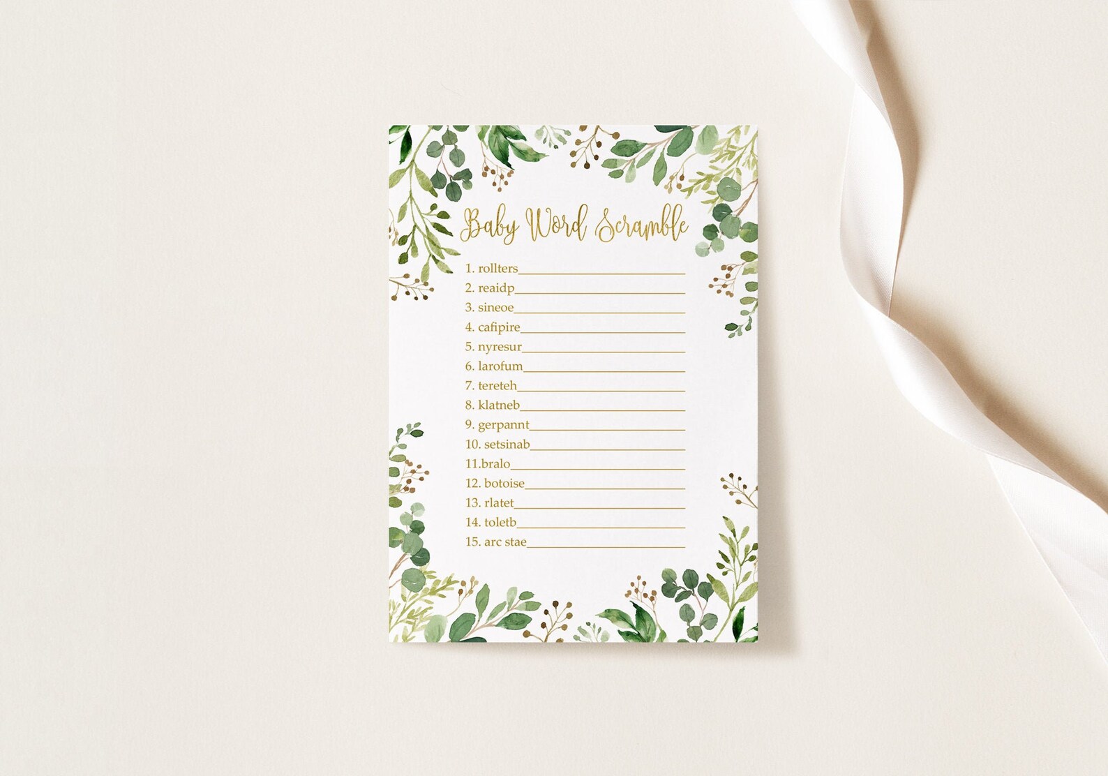 Baby Word Scramble Game Greenery Baby Shower Games Botanical - Etsy