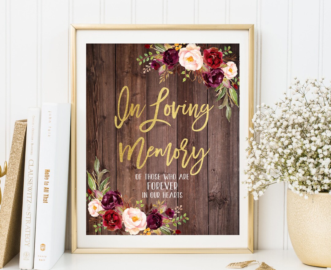 In Loving Memory Wedding Sign, Memorial Table Sign, Floral Wedding Sign ...