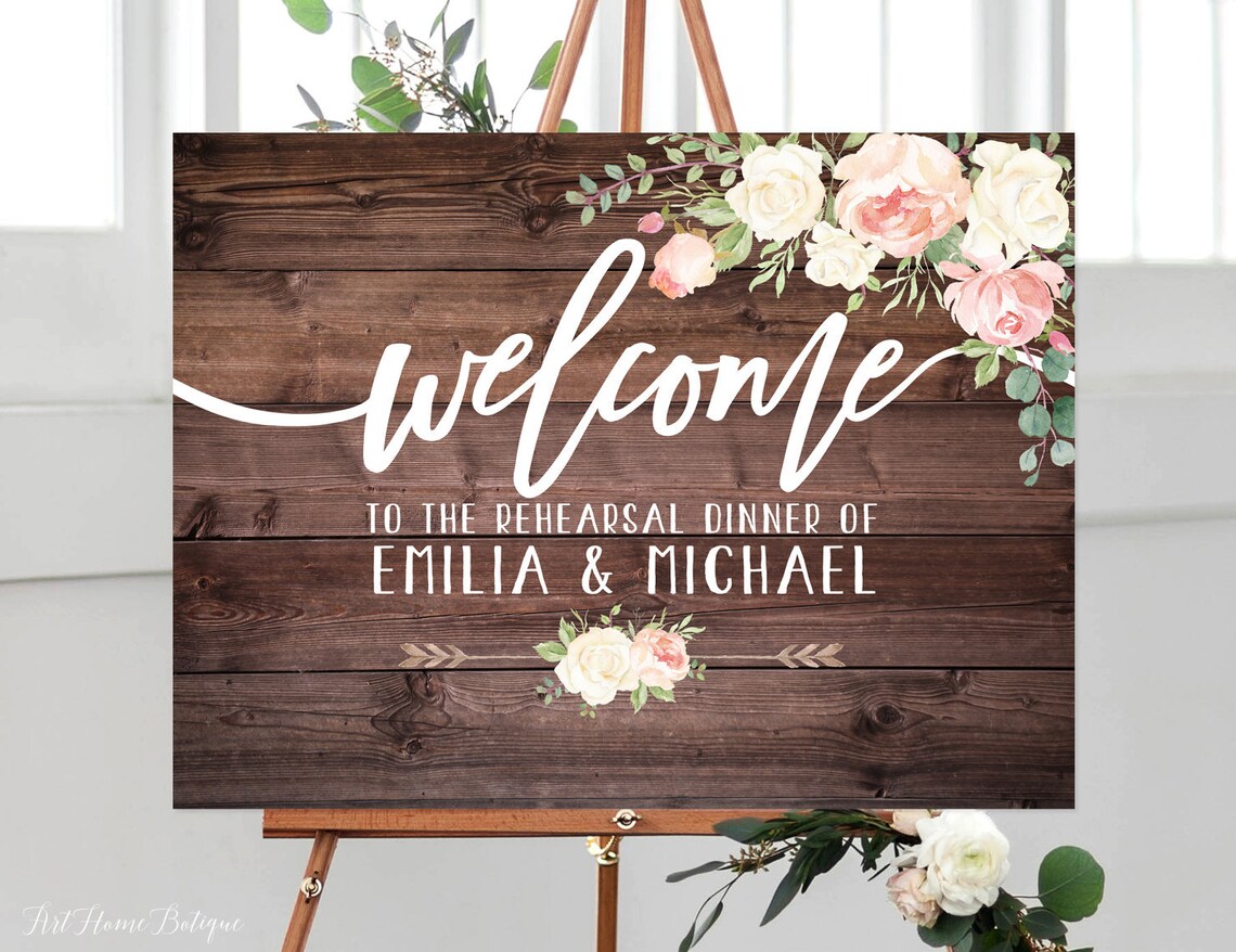 Rustic Rehearsal Dinner Welcome Sign Rehearsal Wedding Sign - Etsy