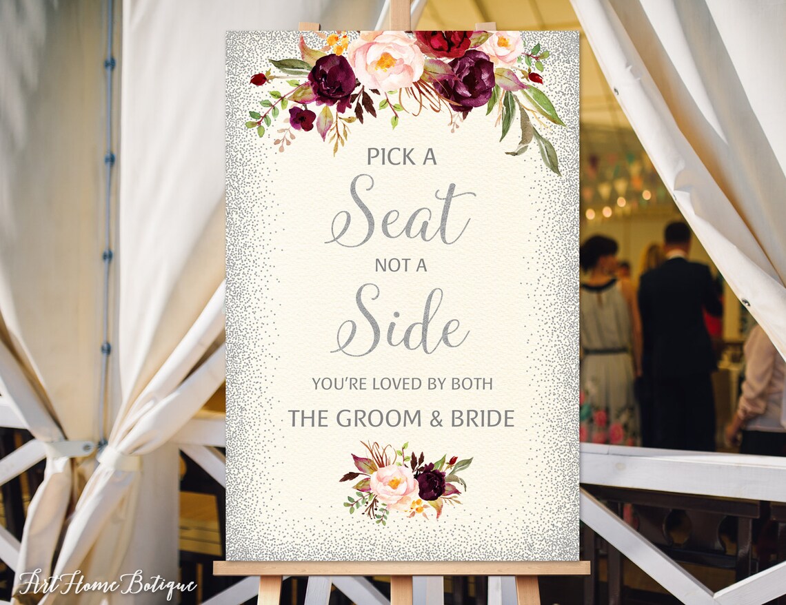 Pick a Seat Not a Side Sign Ivory Wedding Sign Cream and - Etsy