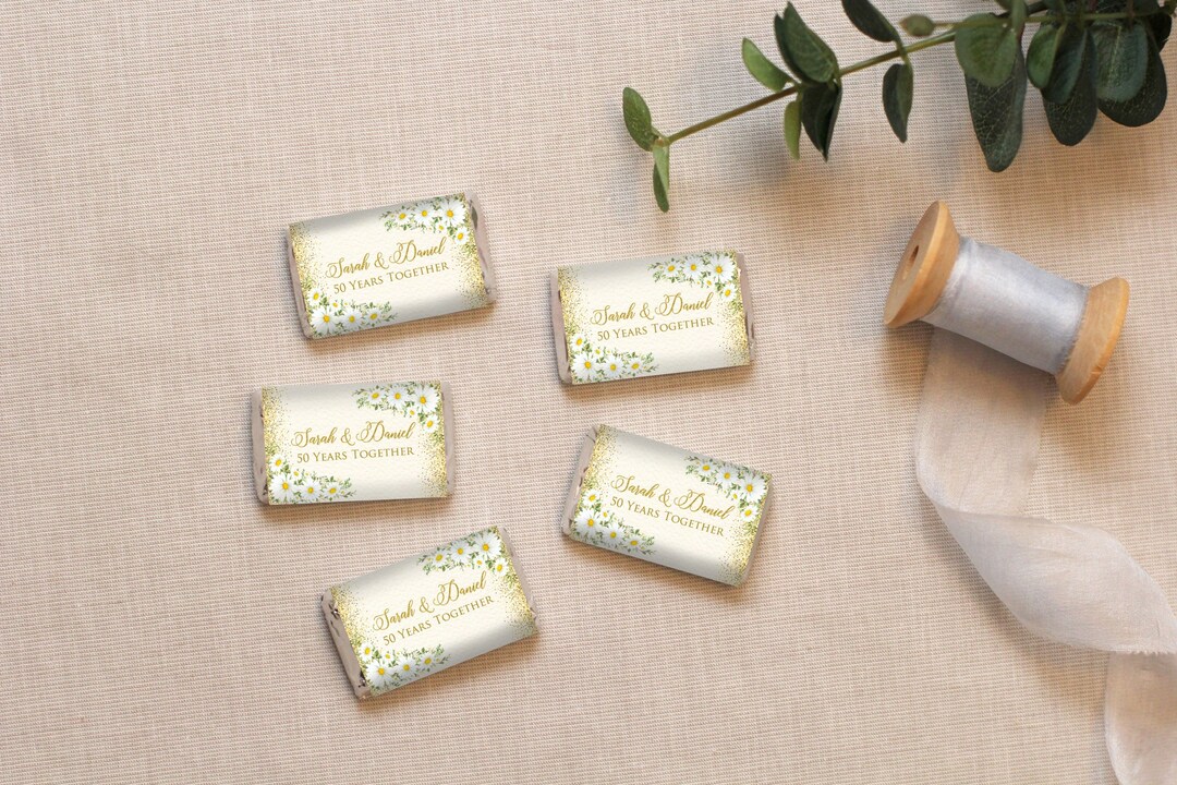 Daisy Mini Candy Wrappers, Anniversary Candy Wrappers, Candy Bar ...