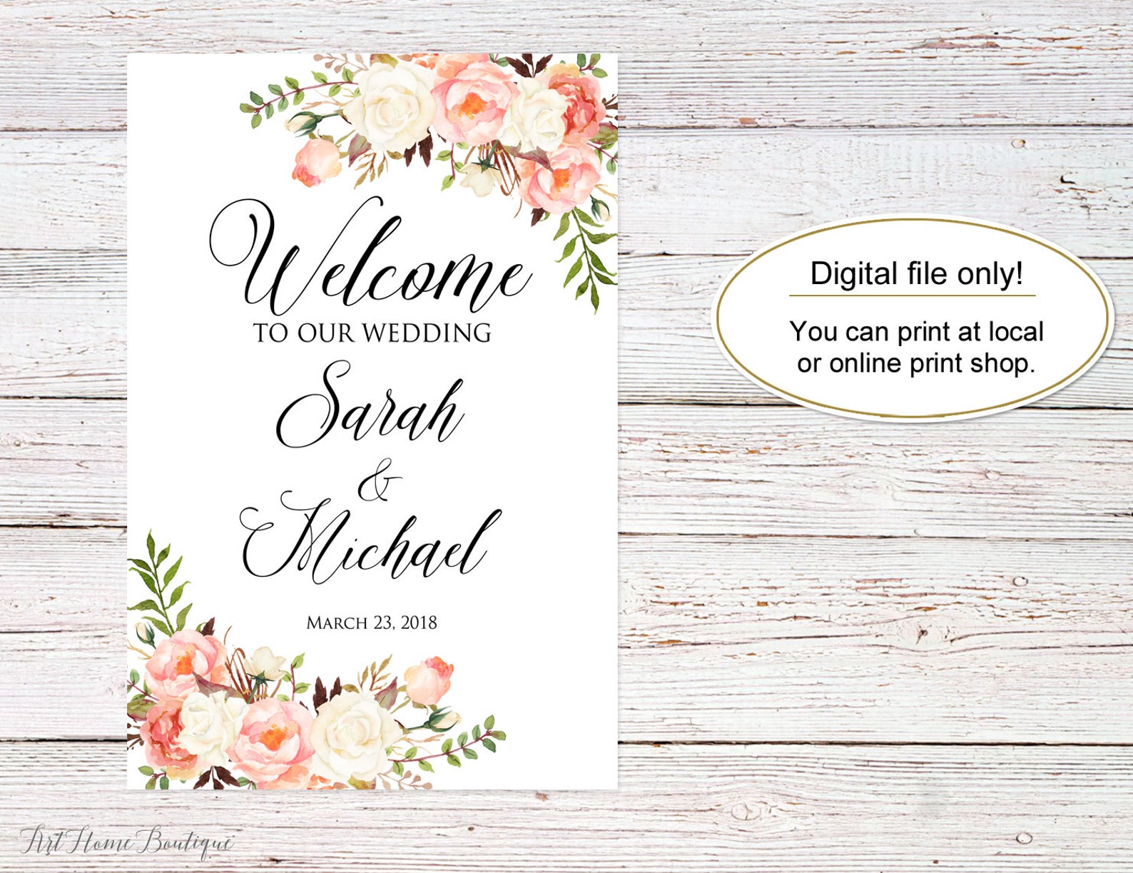 Coral Welcome Wedding Sign Wedding Welcome Sign Welcome to - Etsy