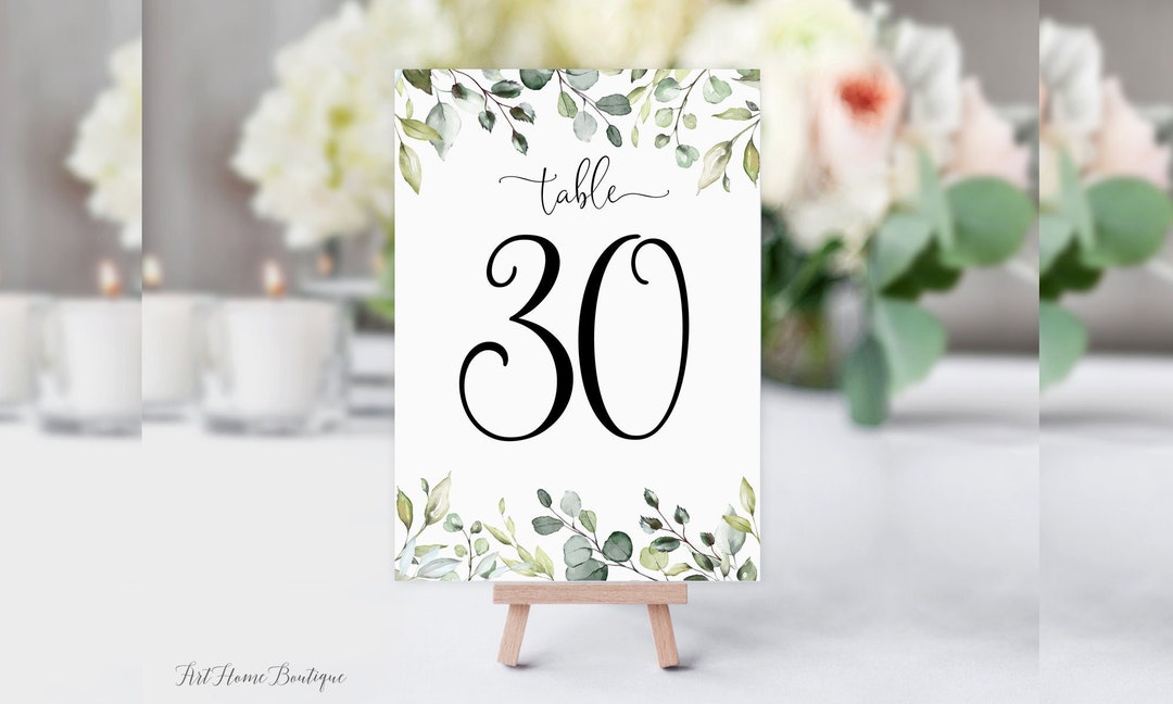 Greenery Table Numbers, Botanical Table Numbers, Greenery Wedding Table ...